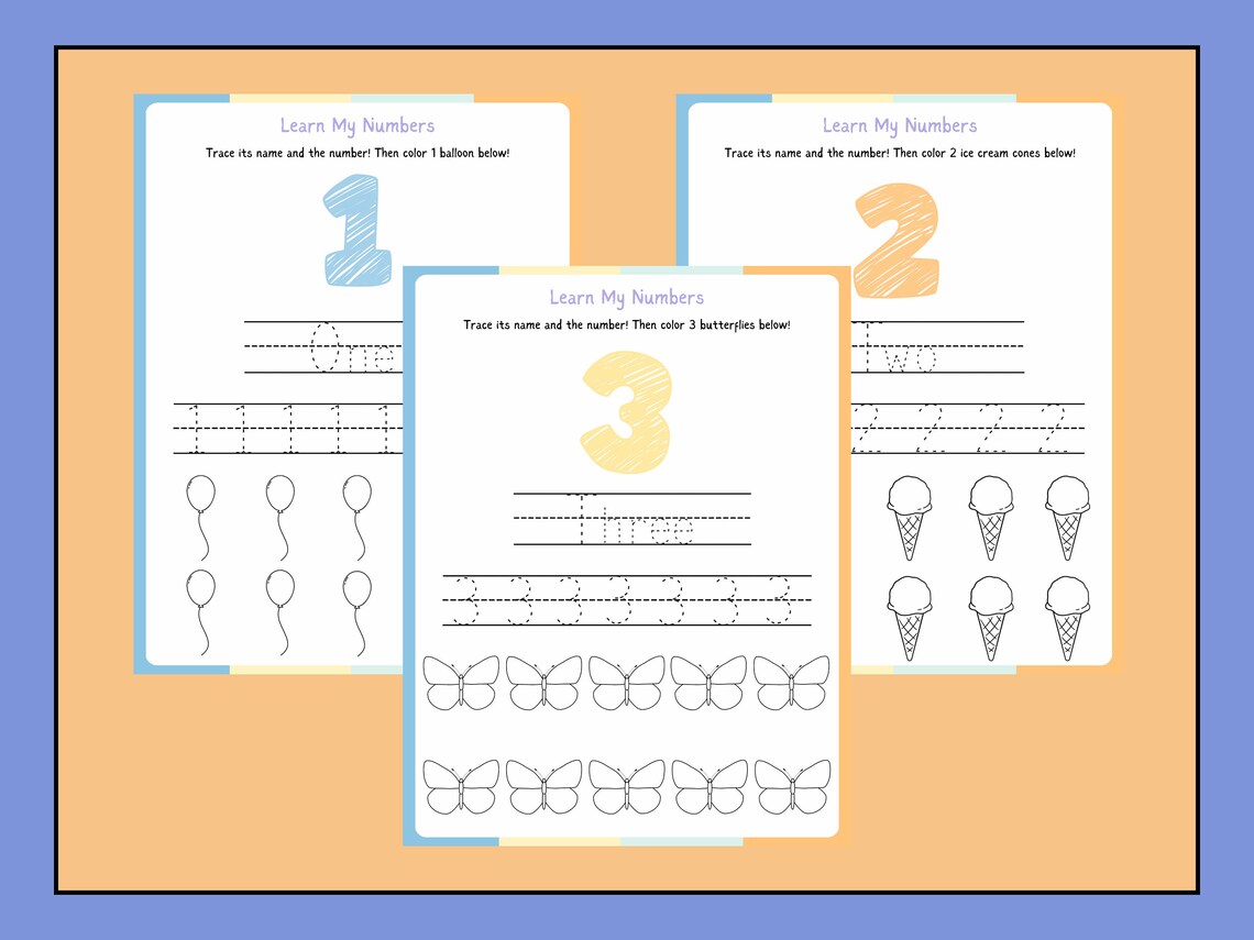 Numbers - Color, Trace, and Count Printable Book - Etsy
