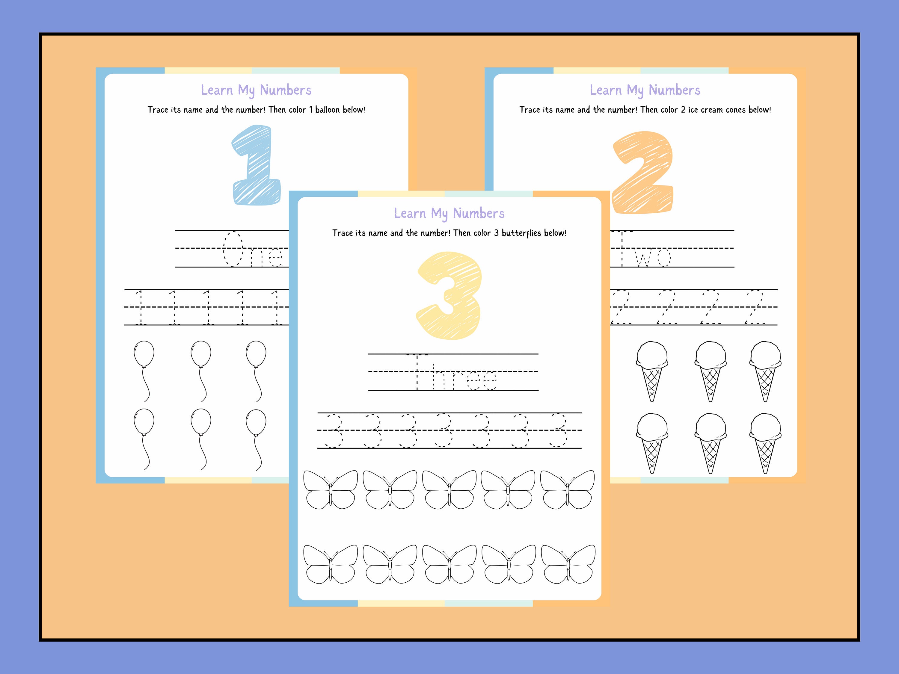 Numbers Color, Trace, and Count Printable Book - Etsy