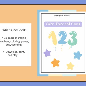 Numbers Color, Trace, and Count Printable Book - Etsy