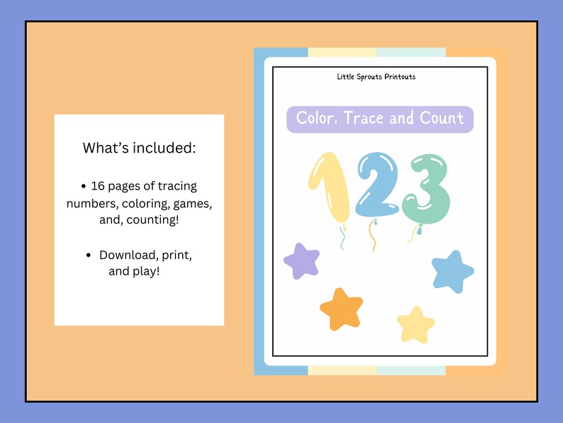 Numbers Color, Trace, and Count Printable Book - Etsy