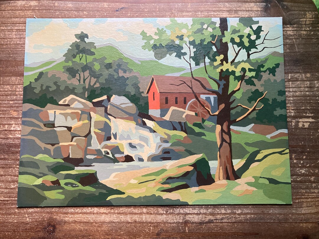 Watermill * Riverside * Paint by Numbers * Complete * 10 X 14 * Vintage ...