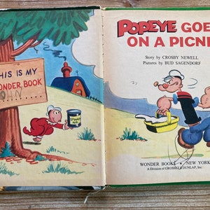 Popeye Goes on A Picnic * Crosby Newell * Bud Sagendorf * Wonder Books ...