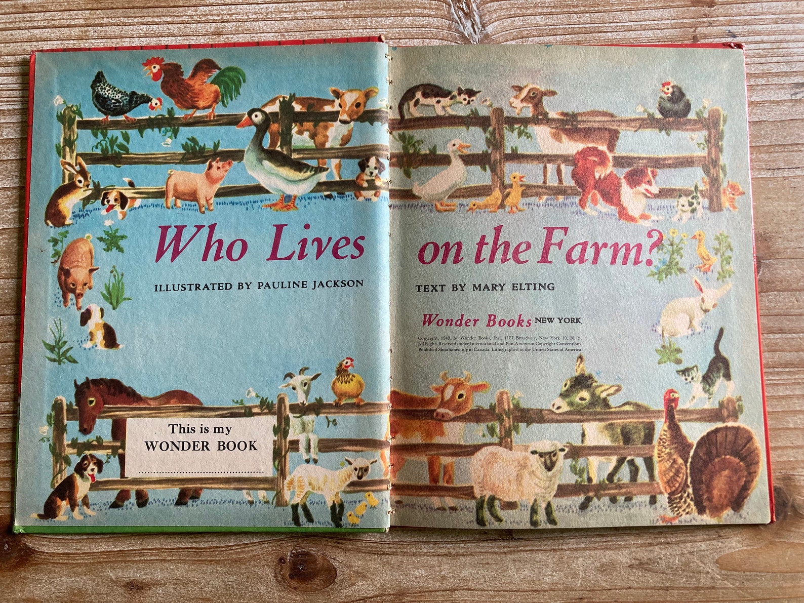Who Lives on the Farm * Pauline Jackson * Mary Elting * Wonder Books ...