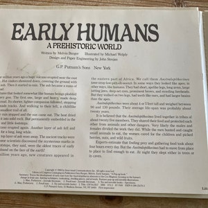 Early Humans * A Prehistoric World * First Printing * Melvin Berger ...