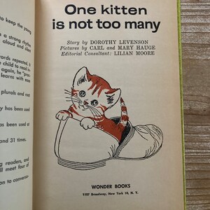 One Kitten is Not Too Many * Easy Reader * Dorothy Levenson * Carl and ...