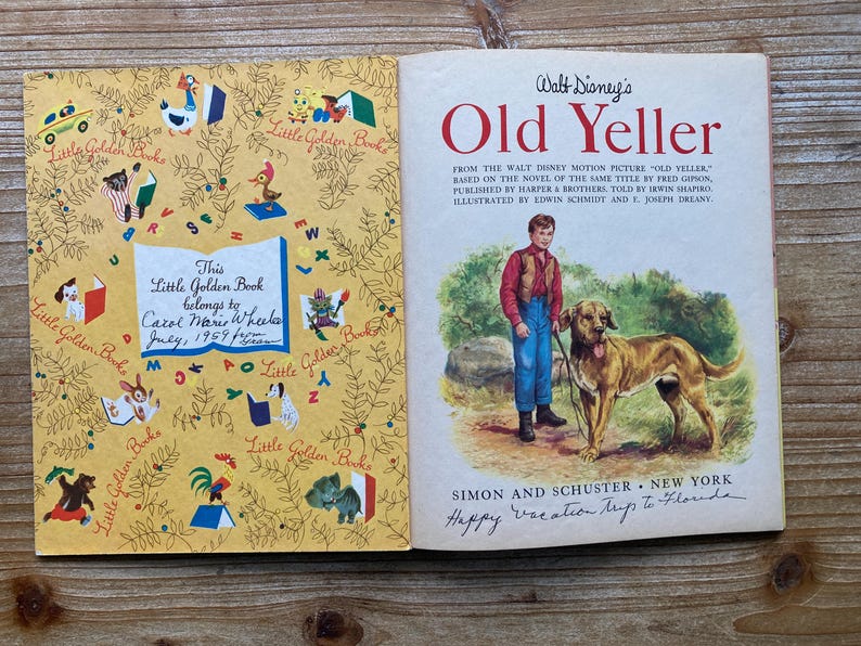 Walt Disney’s Old Yeller, A Little Golden Book, Edwin Schmidt, E Joseph ...