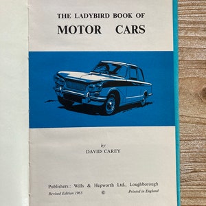 The Ladybird Book of Motor Cars * David Carey * Wills & Hepworth Ltd ...