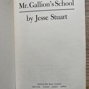 Mr Gallions School First Printing Jesse Stuart - Etsy