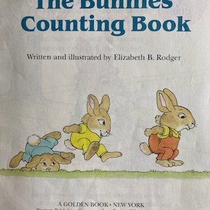 The Bunnies Counting Book Elizabeth B Rodger Western Publishing 1993 ...