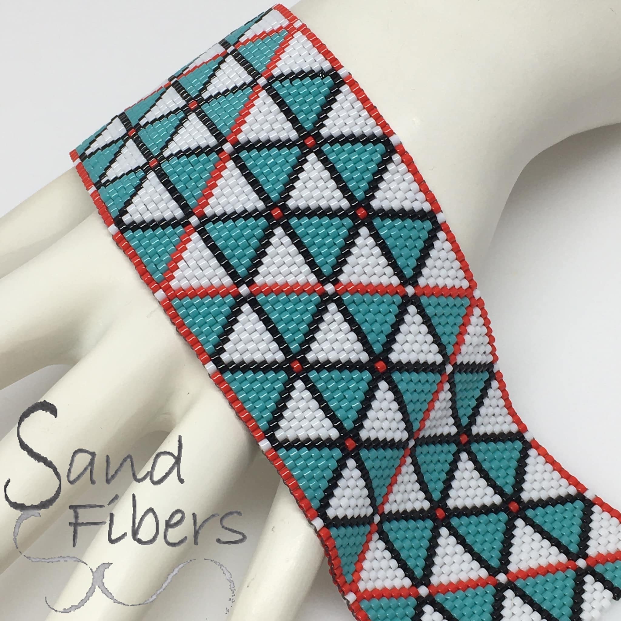 Peyote Pattern Grid Work One Peyote Cuff / Bracelet A Sand | Etsy