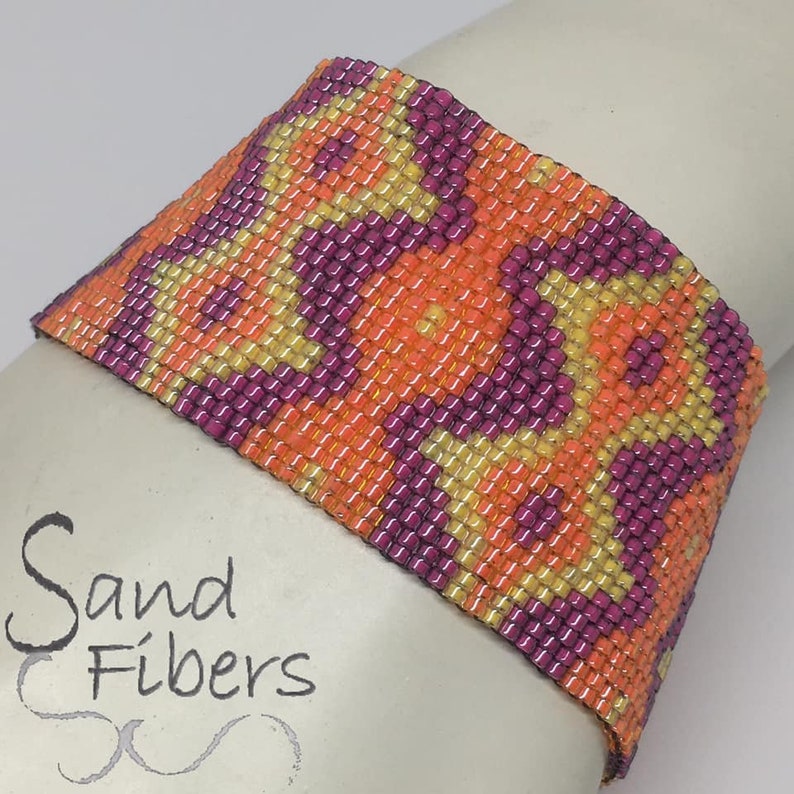 Peyote Pattern Cassandra at Sunset Peyote Cuff / Bracelet | Etsy