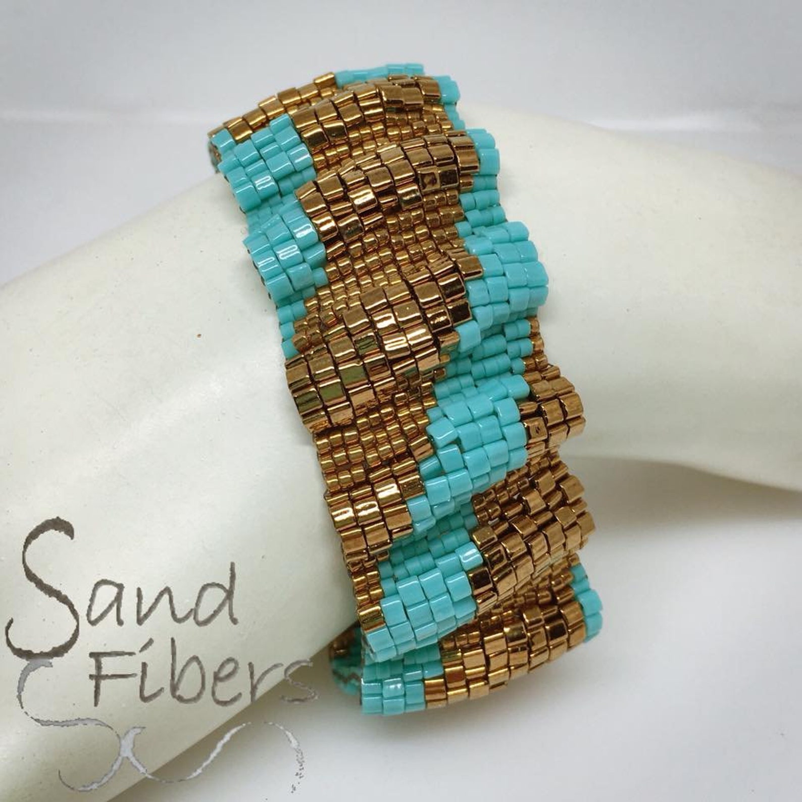 Corrugated Color Ribbon in Bronze and Turquoise A Sand | Etsy