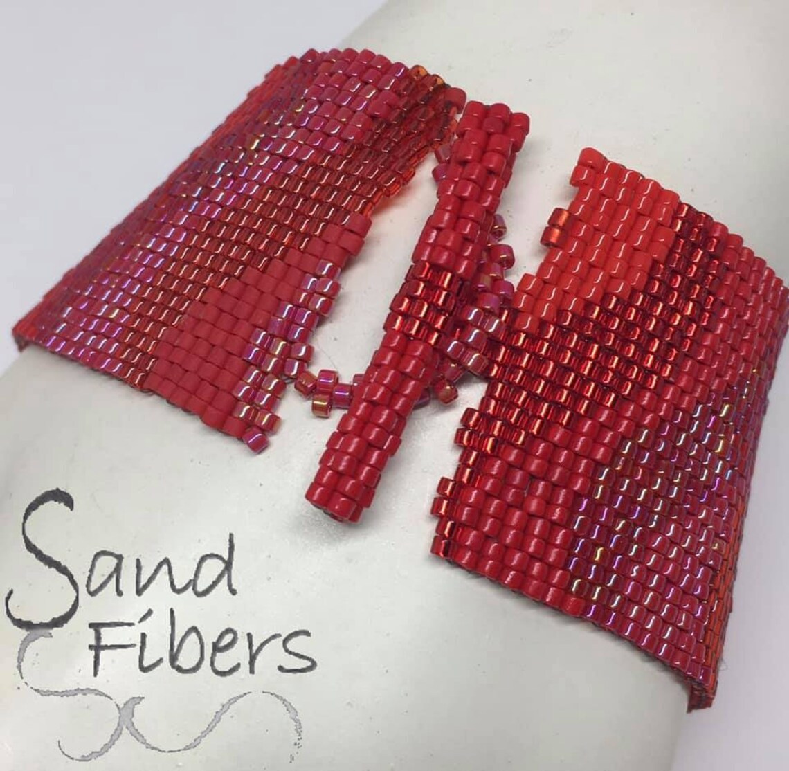 Peyote Pattern Rhythmic Color Study in Reds Peyote Cuff / | Etsy