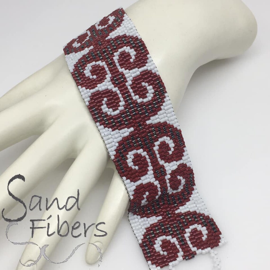 Peyote Pattern - Inlaid Scrolls Peyote Cuff / Bracelet - A Sand Fibers ...