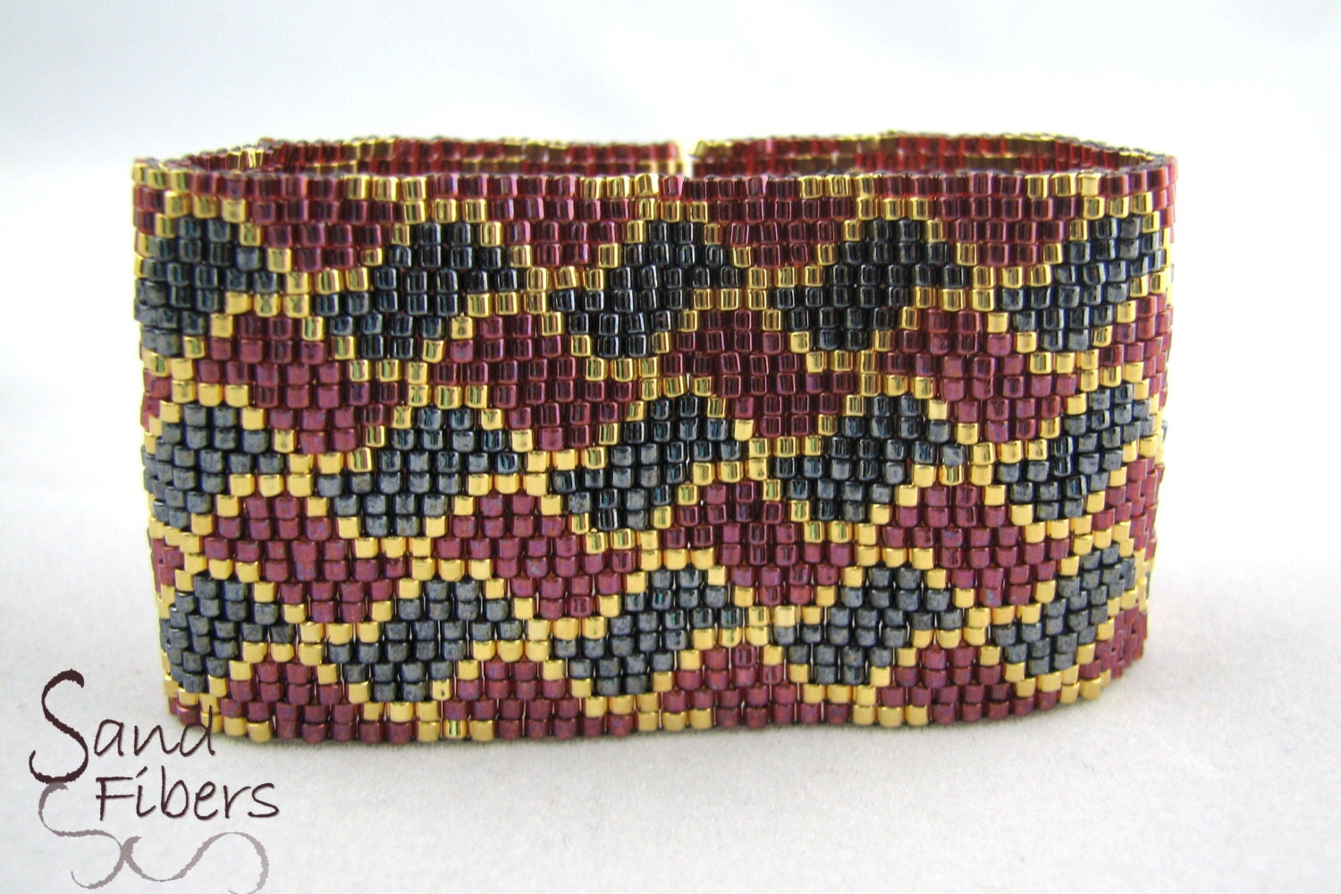 Peyote Pattern Ribbon Play Peyote Cuff / Bracelet A Sand - Etsy