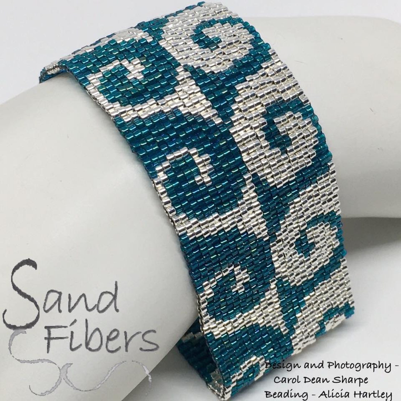 Peyote Pattern Swirl Twins Cuff / Bracelet A Sand Fibers | Etsy