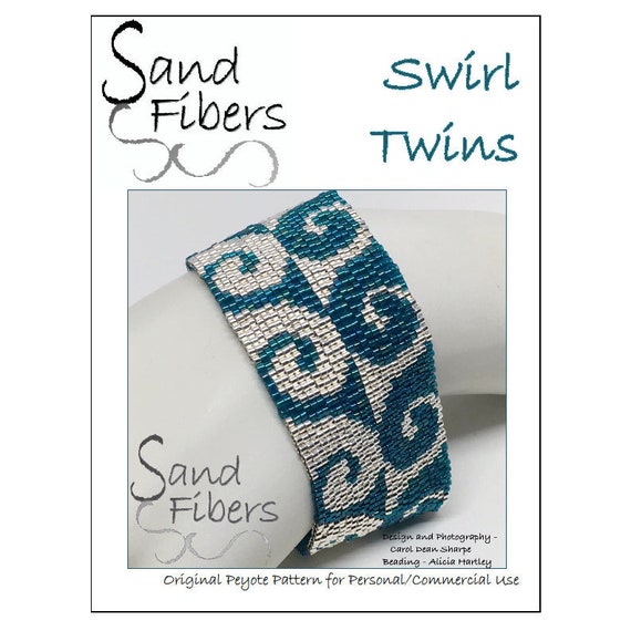 Peyote Pattern Swirl Twins Cuff / Bracelet A Sand Fibers - Etsy Australia