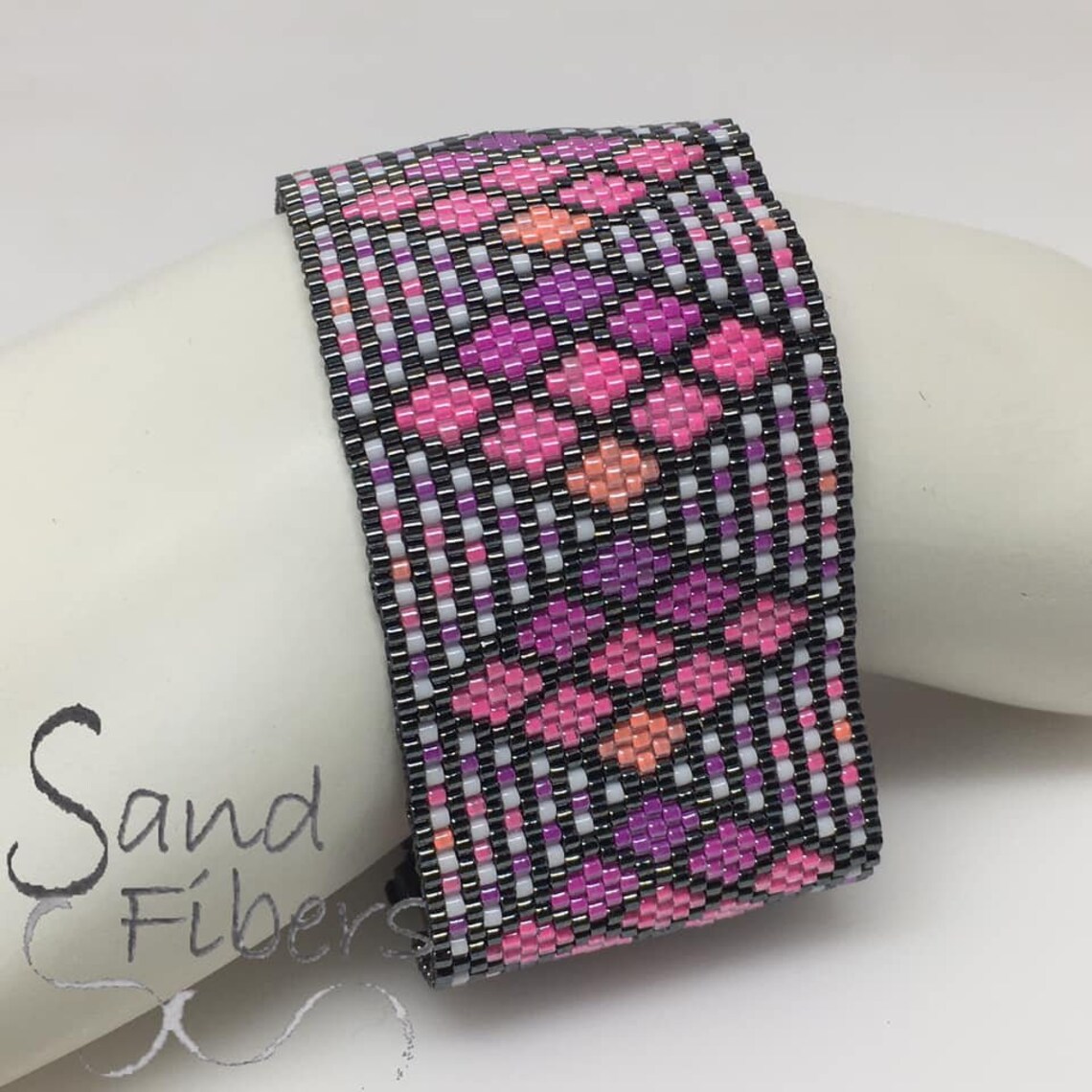 Peyote Pattern - Garden Trellis One Peyote Cuff / Bracelet - A Sand ...