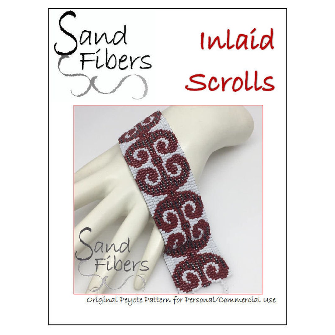 Peyote Pattern - Inlaid Scrolls Peyote Cuff / Bracelet - A Sand Fibers ...