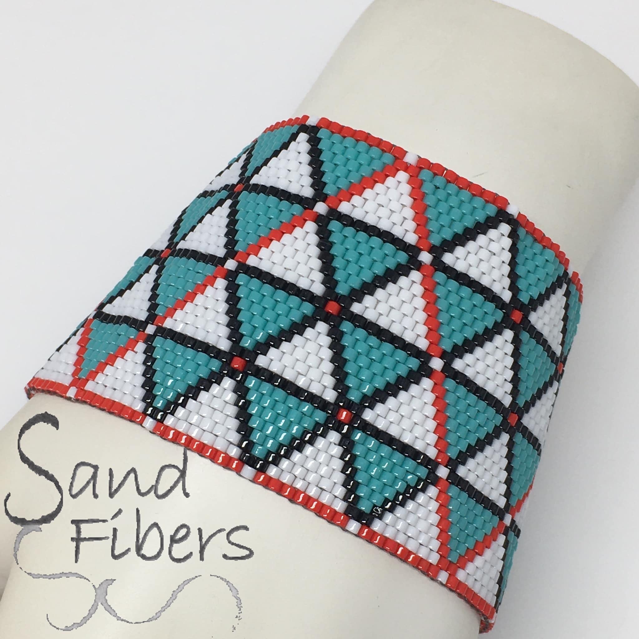 Peyote Pattern Grid Work One Peyote Cuff / Bracelet A Sand | Etsy