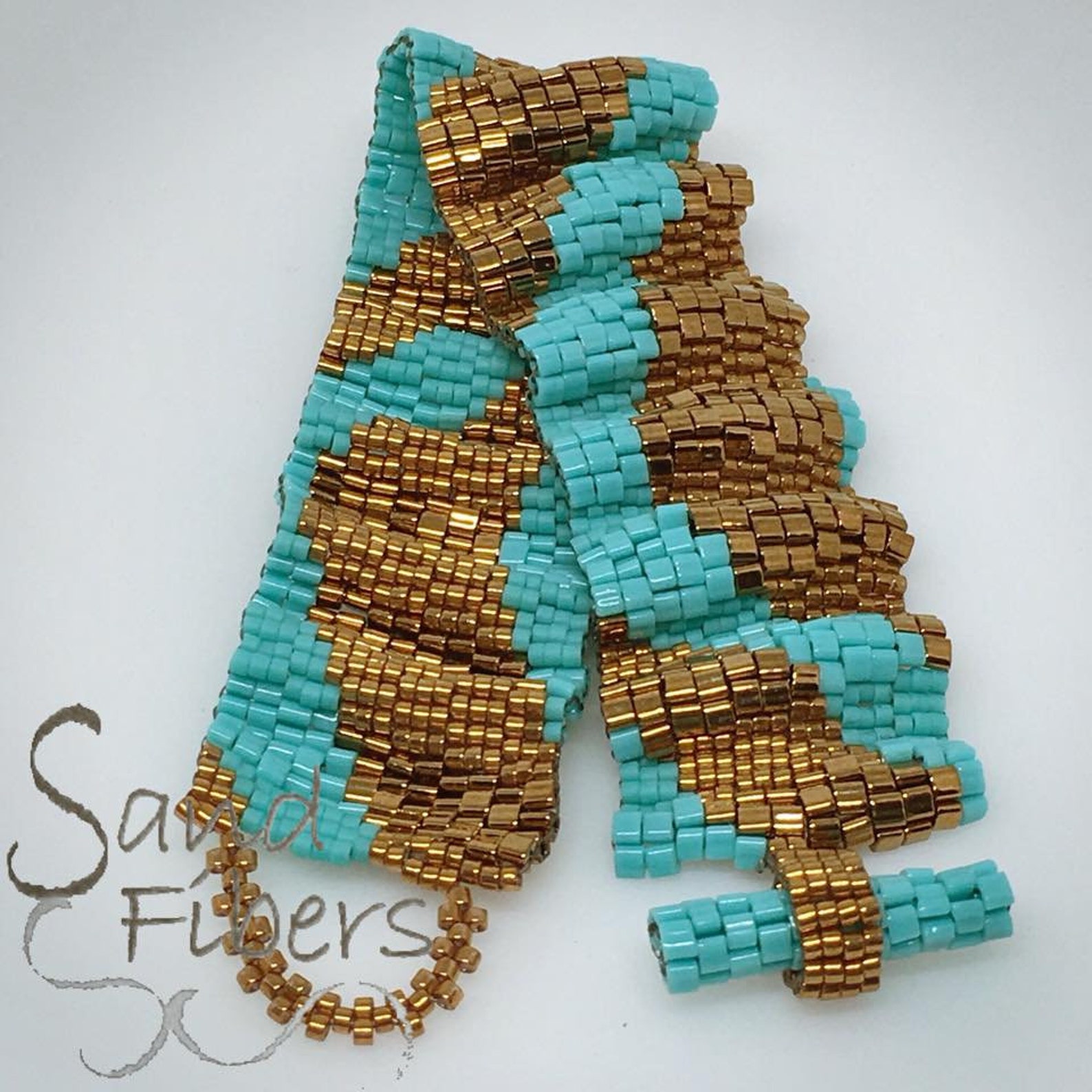 Corrugated Color Ribbon in Bronze and Turquoise A Sand | Etsy