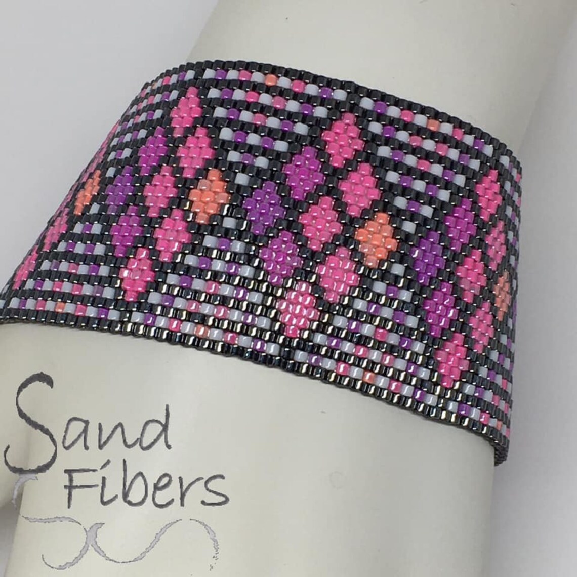 Peyote Pattern - Garden Trellis One Peyote Cuff / Bracelet - A Sand ...