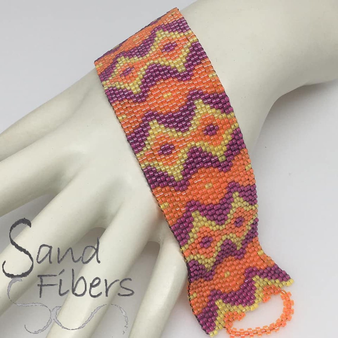 Peyote Pattern Cassandra at Sunset Peyote Cuff / Bracelet | Etsy