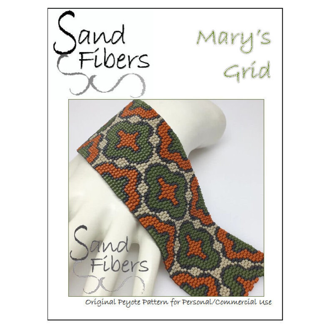Peyote Pattern - Mary's Grid Peyote Cuff / Bracelet - A Sand Fibers for ...