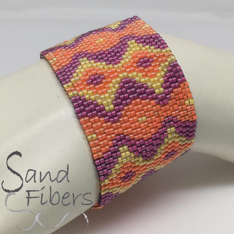 Peyote Pattern Cassandra at Sunset Peyote Cuff / Bracelet | Etsy