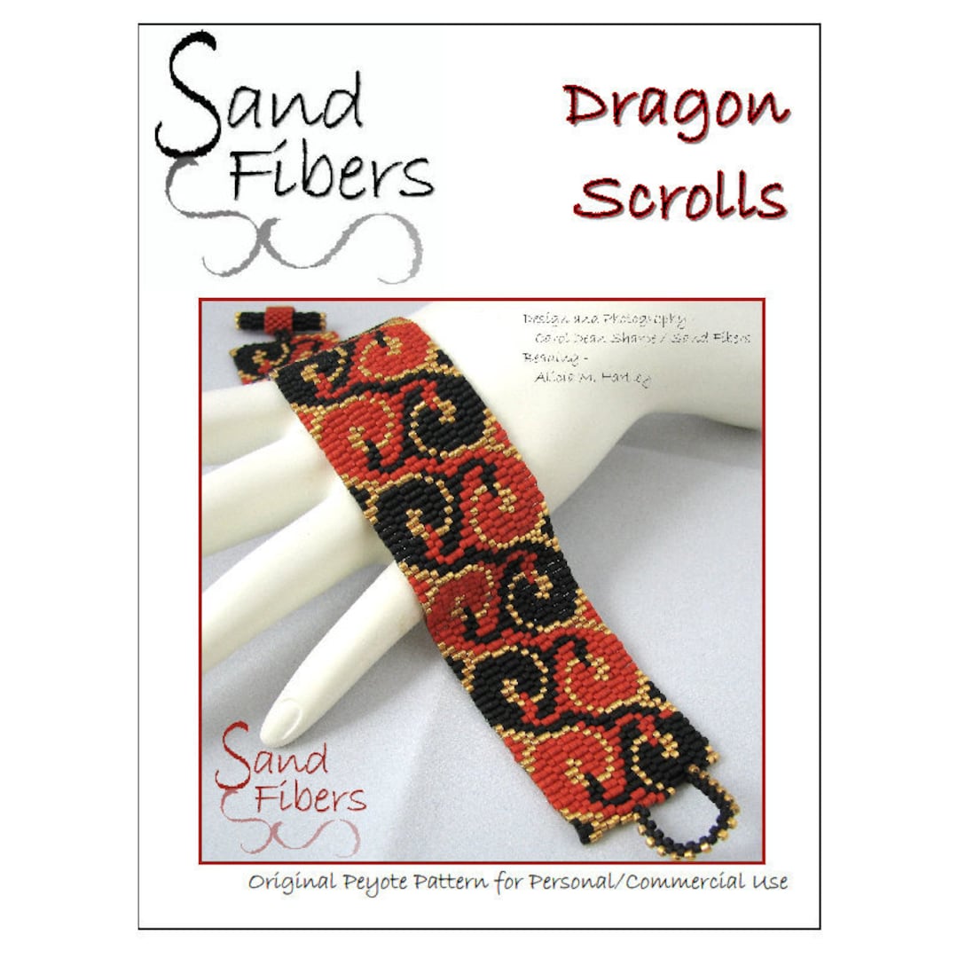 Peyote Pattern - Dragon Scrolls Peyote Cuff / Bracelet - A Sand Fibers ...