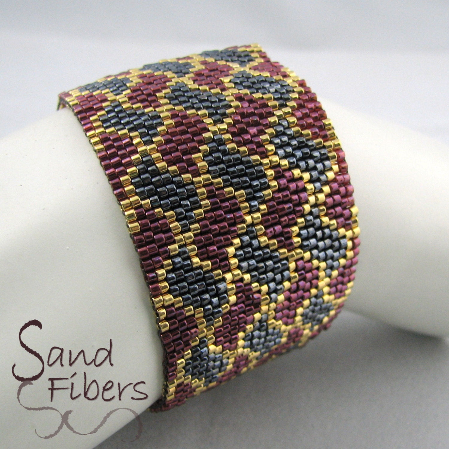 Peyote Pattern - Ribbon Play Peyote Cuff / Bracelet - A Sand Fibers for ...
