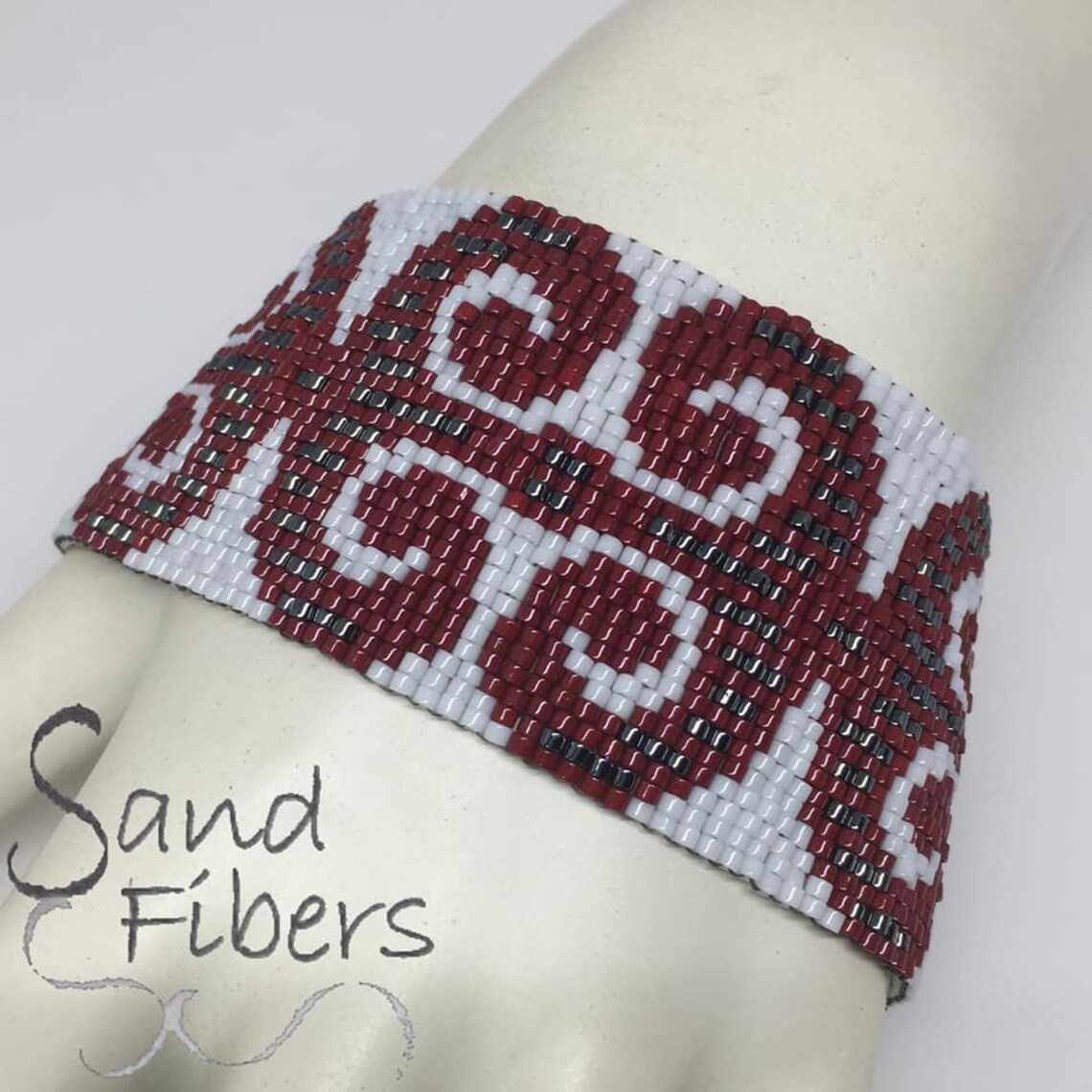 Peyote Pattern - Inlaid Scrolls Peyote Cuff / Bracelet - A Sand Fibers ...