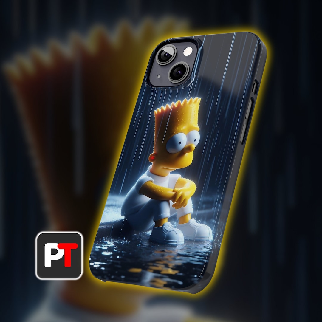 Sad Bart Simpsons in the Rain iPhone Case for Cartoon Lovers Adult ...