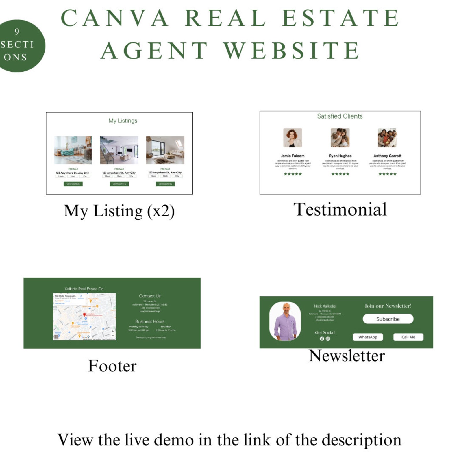 Real Estate AGENT Listing Canva Website Template, One Page Website ...