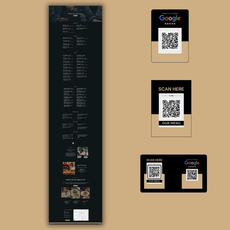 Restaurant Menu With QR Code Canva Template, Editable Website Menu ...