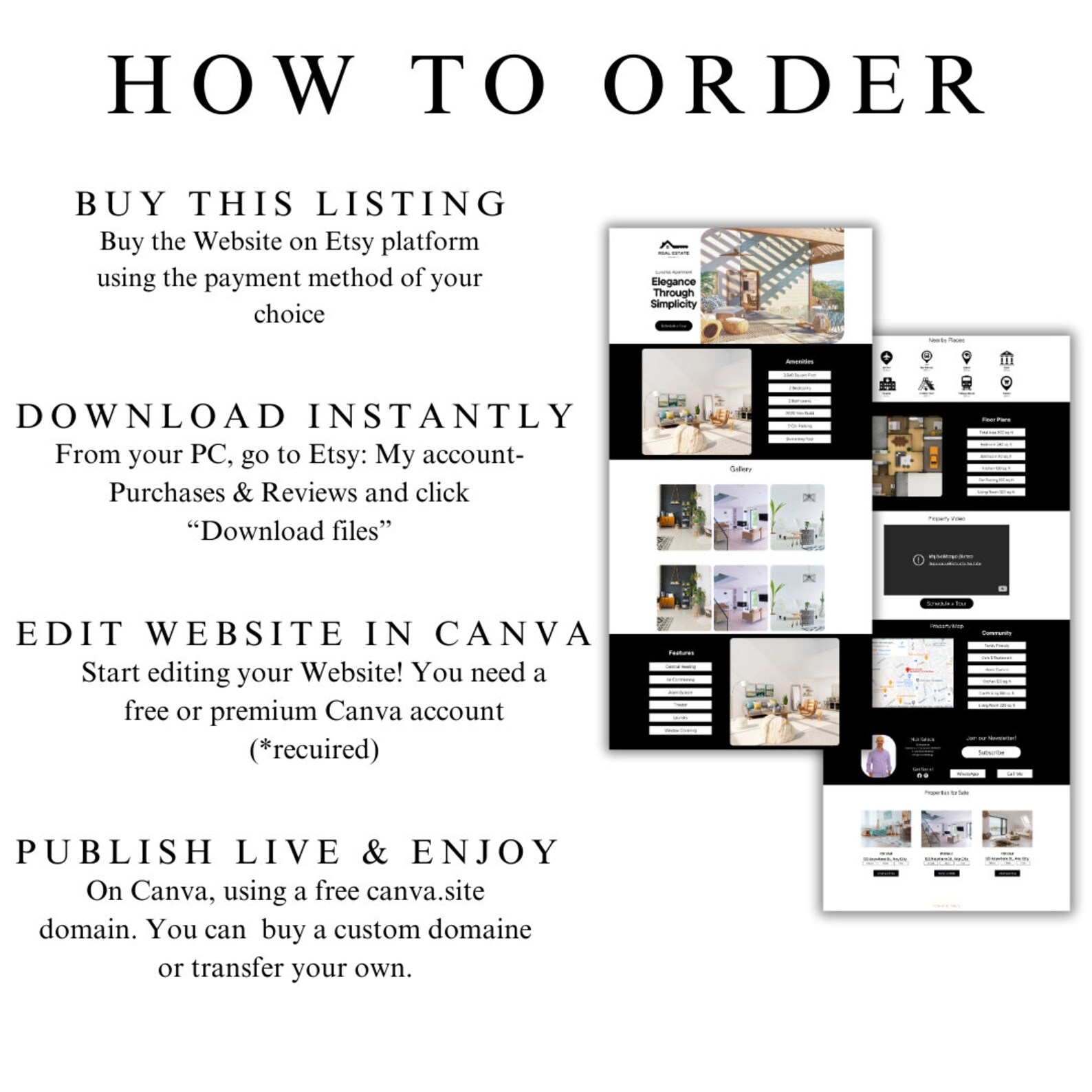 Real Estate Property Listing Canva Website Template, Seller Listing One ...