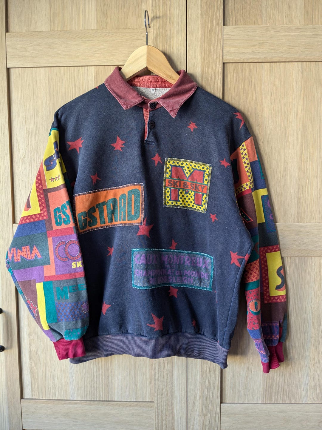 90s Rugby Shirt With Crazy Pattern 000114 - Etsy UK