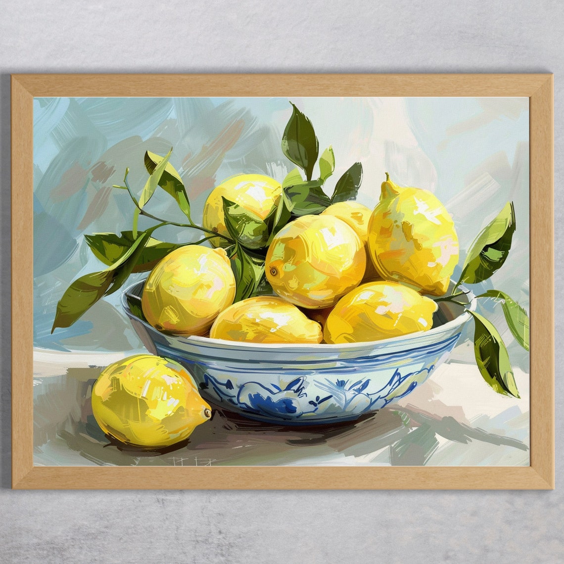 Vibrant Lemon Painting. Bright and Fresh Lemon Still Life Art Print ...