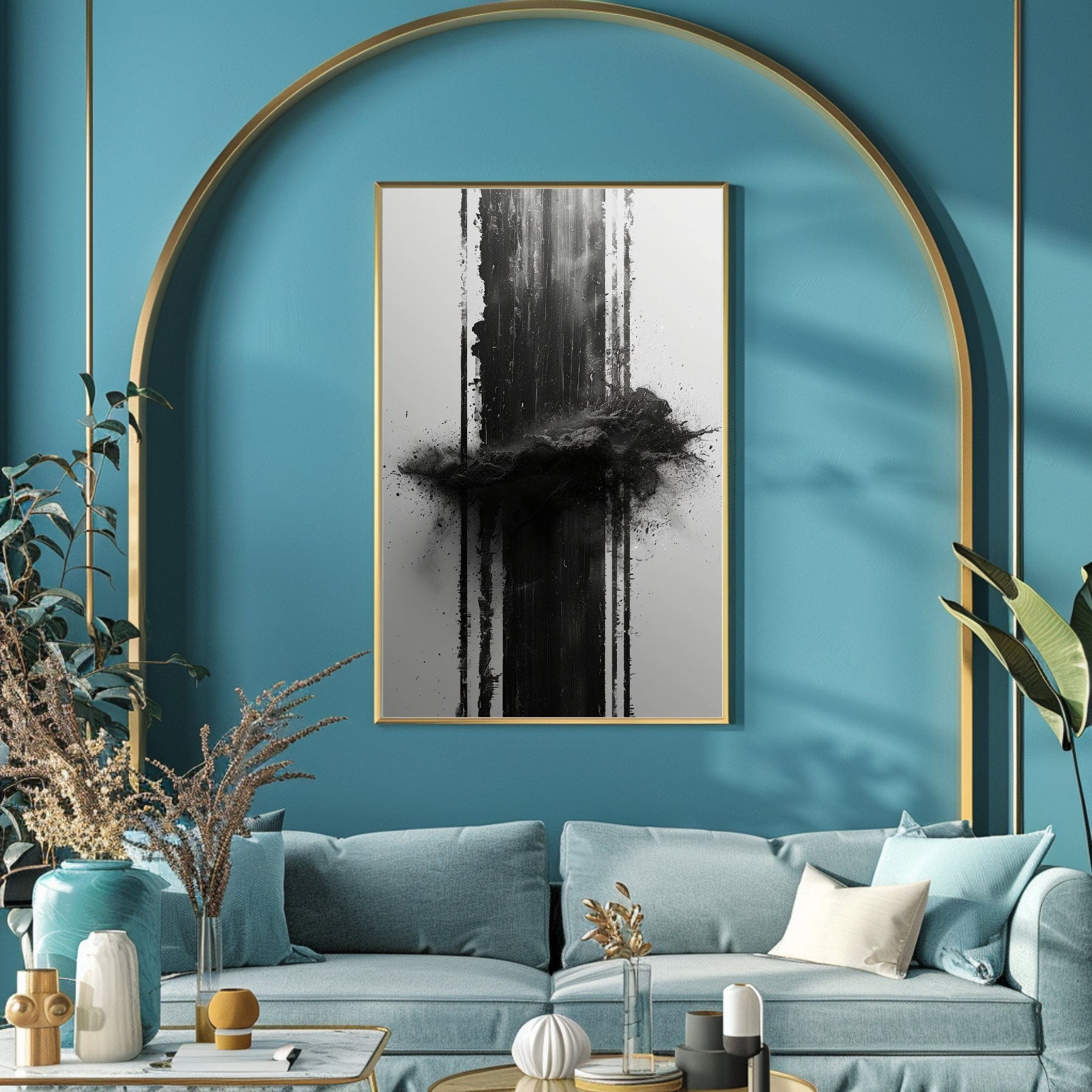 Abstract Monochrome Splash - Printable Download, Digital Illustration ...