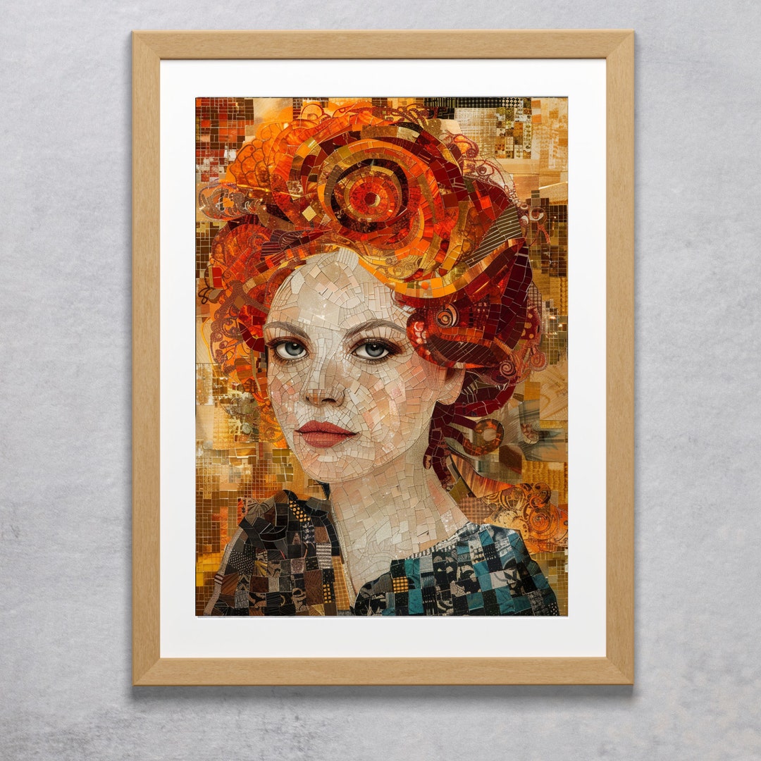 Mosaic Muse Female Portrait, Colourful Portrait of a Woman, Art ...