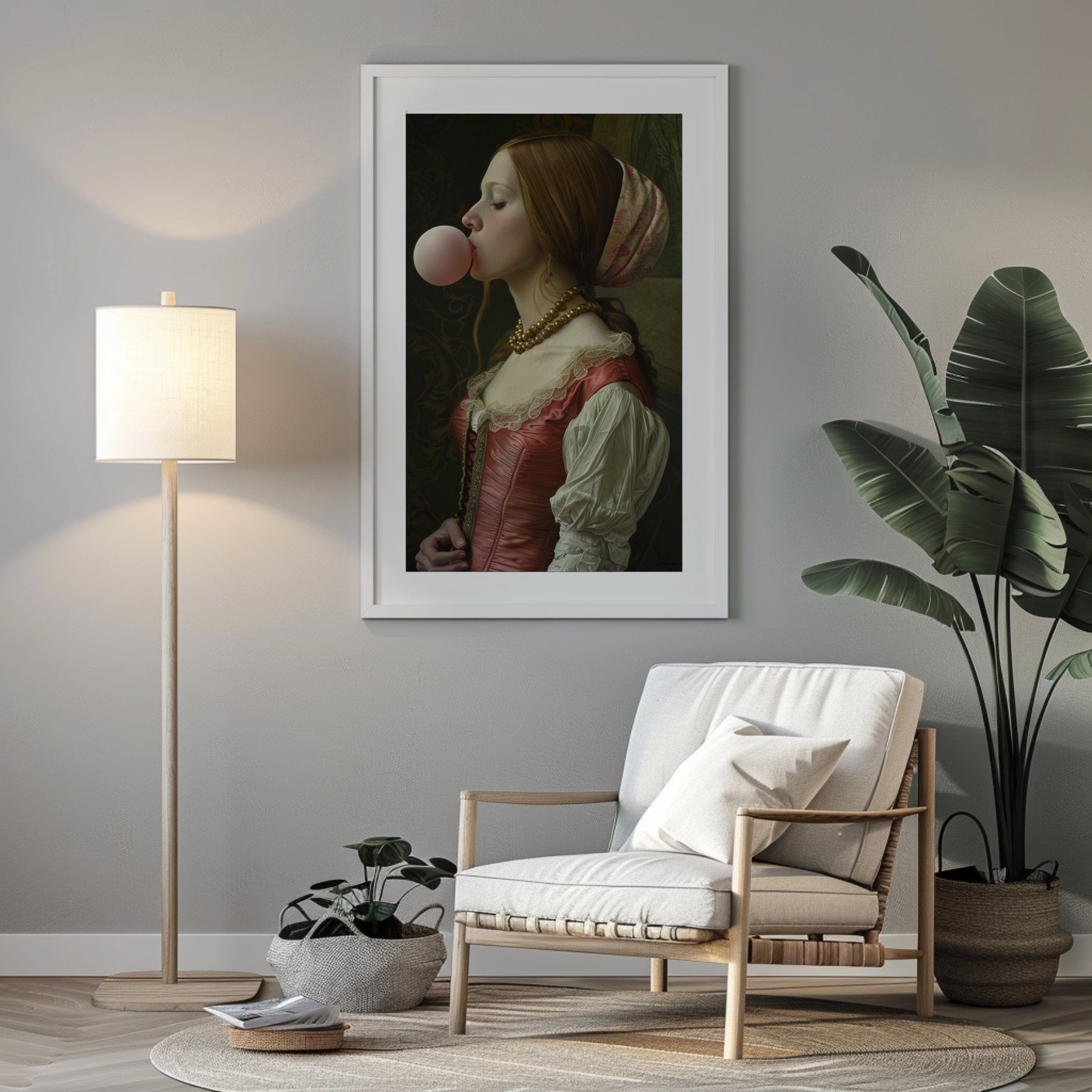 Neo Renaissance Portrait Lady With a Bubblegum - Vintage Portrait ...