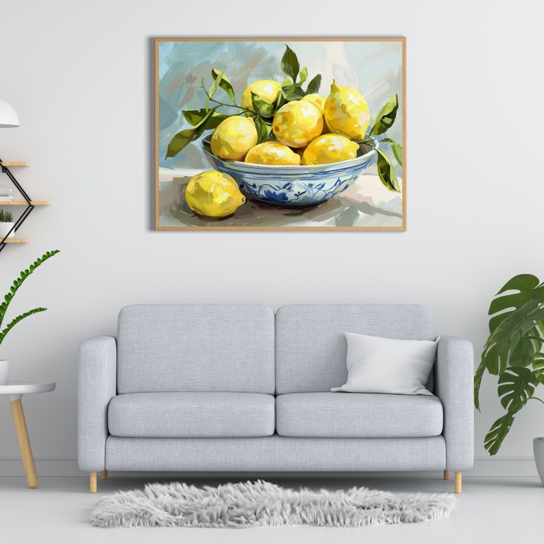 Vibrant Lemon Painting. Bright and Fresh Lemon Still Life Art Print ...