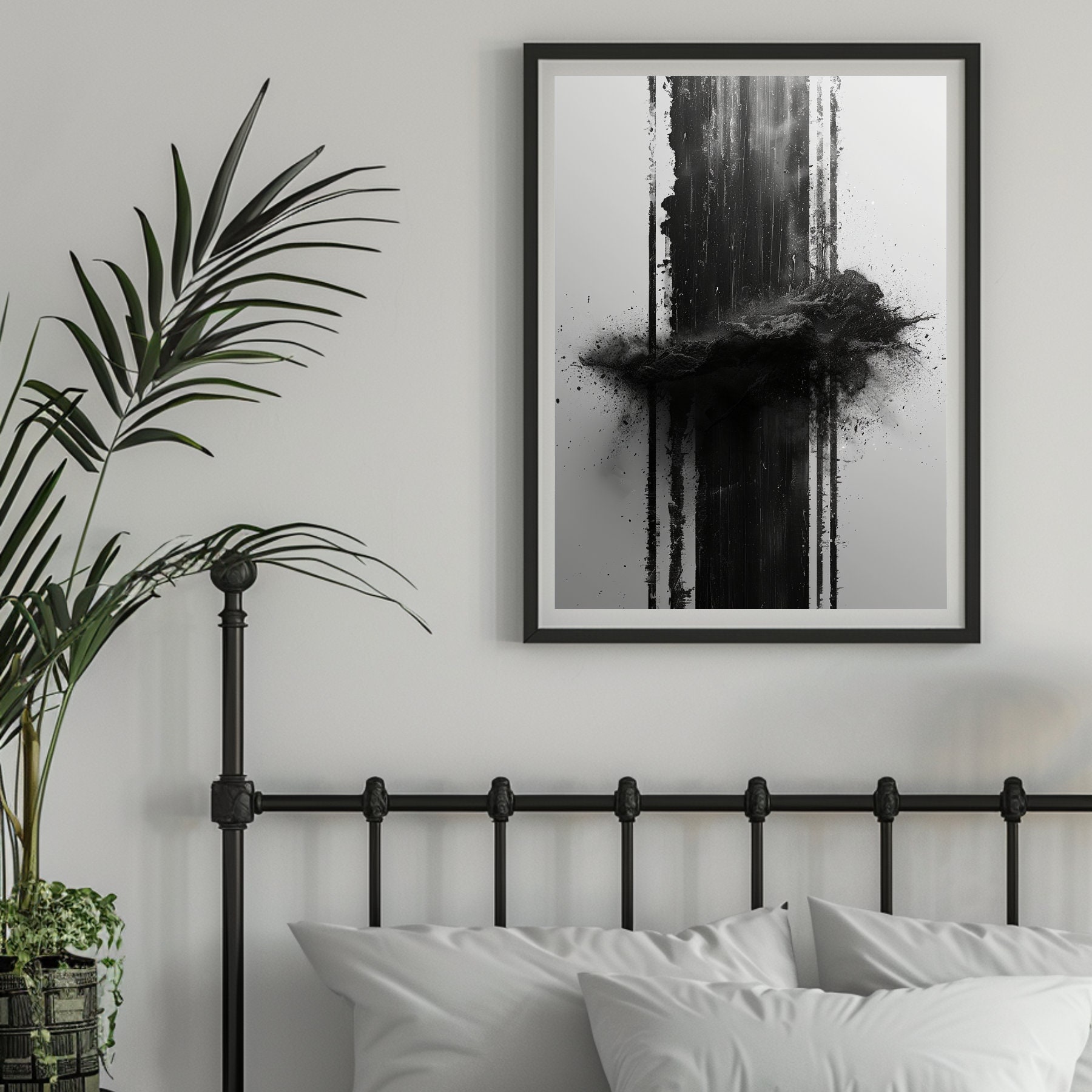 Abstract Monochrome Splash - Printable Download, Digital Illustration ...