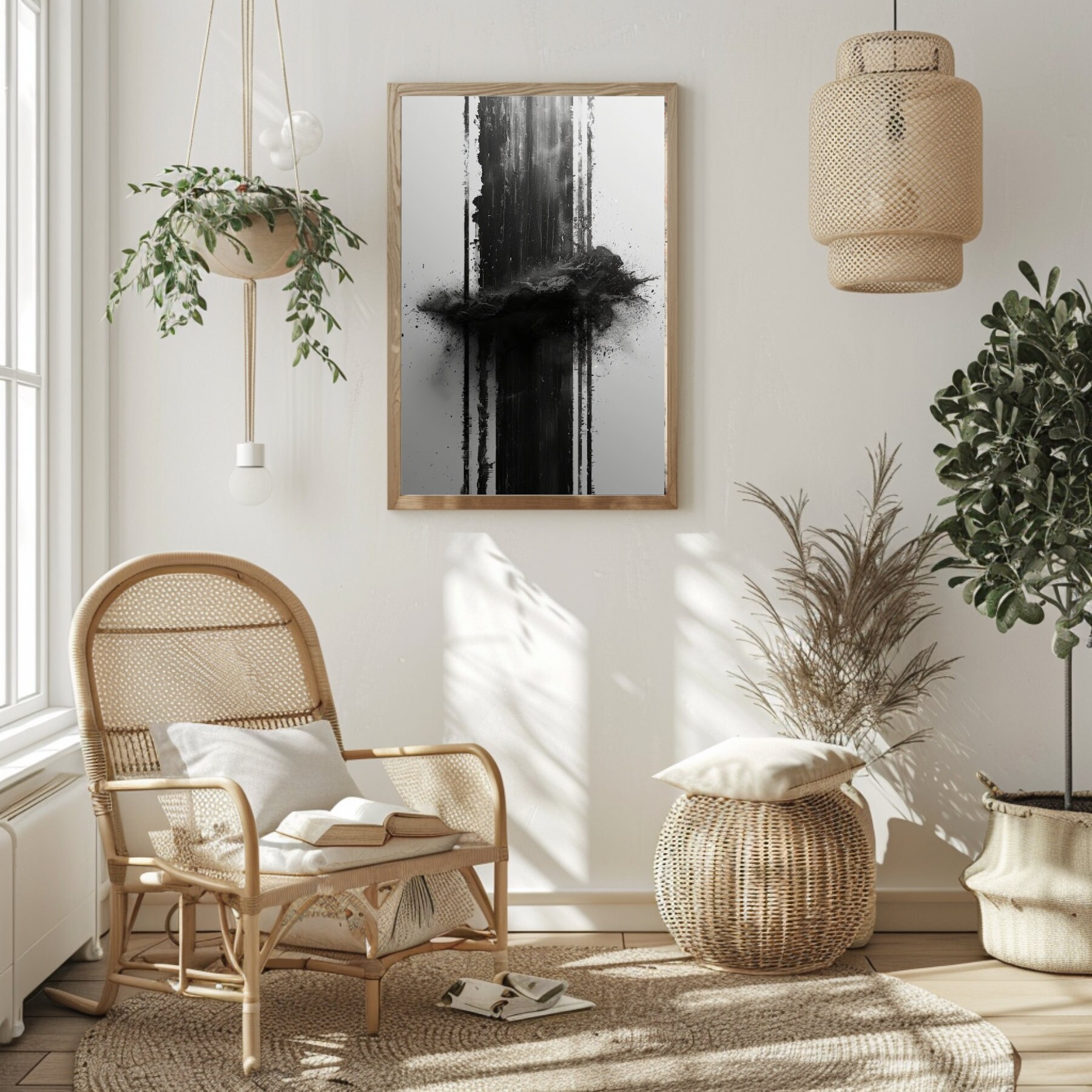 Abstract Monochrome Splash - Printable Download, Digital Illustration ...