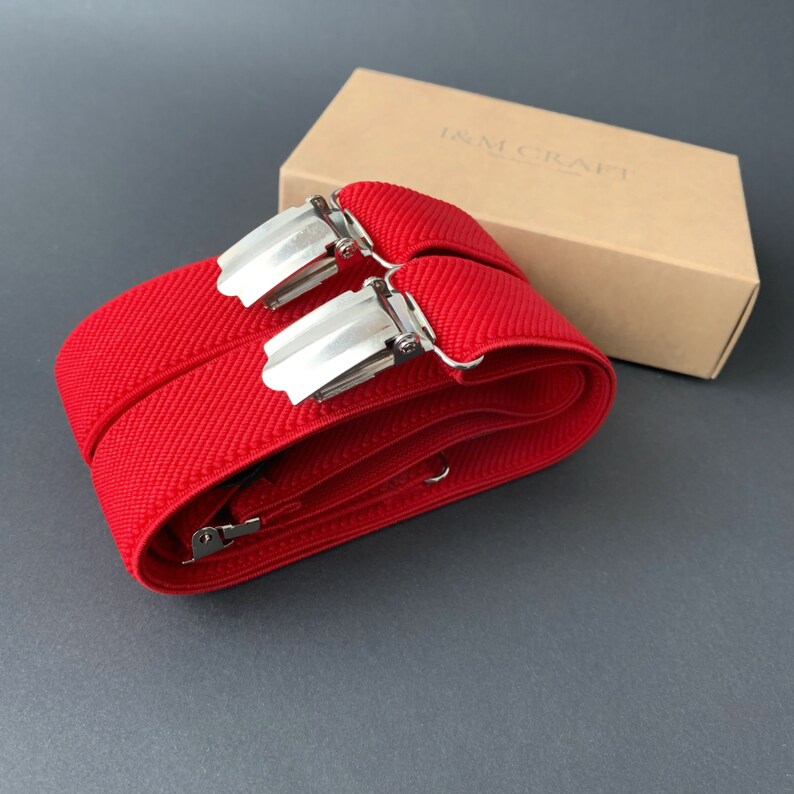 Men's Set, Red Pure Silk Bow Tie, Socks and Suspenders, Gift Set for ...