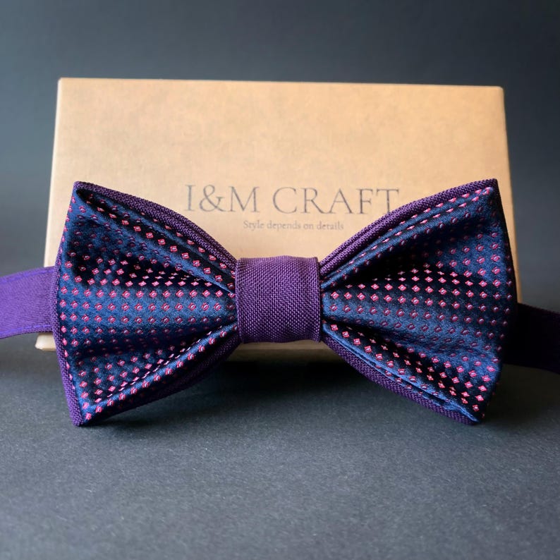 Men's Set Purple Bow Tie + Suspenders for Wedding, Purple Bow Tie and ...