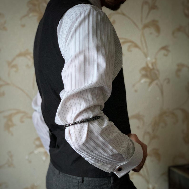 Sleeve Garters for Men Made of Hematite Stones With Durable Elastic ...