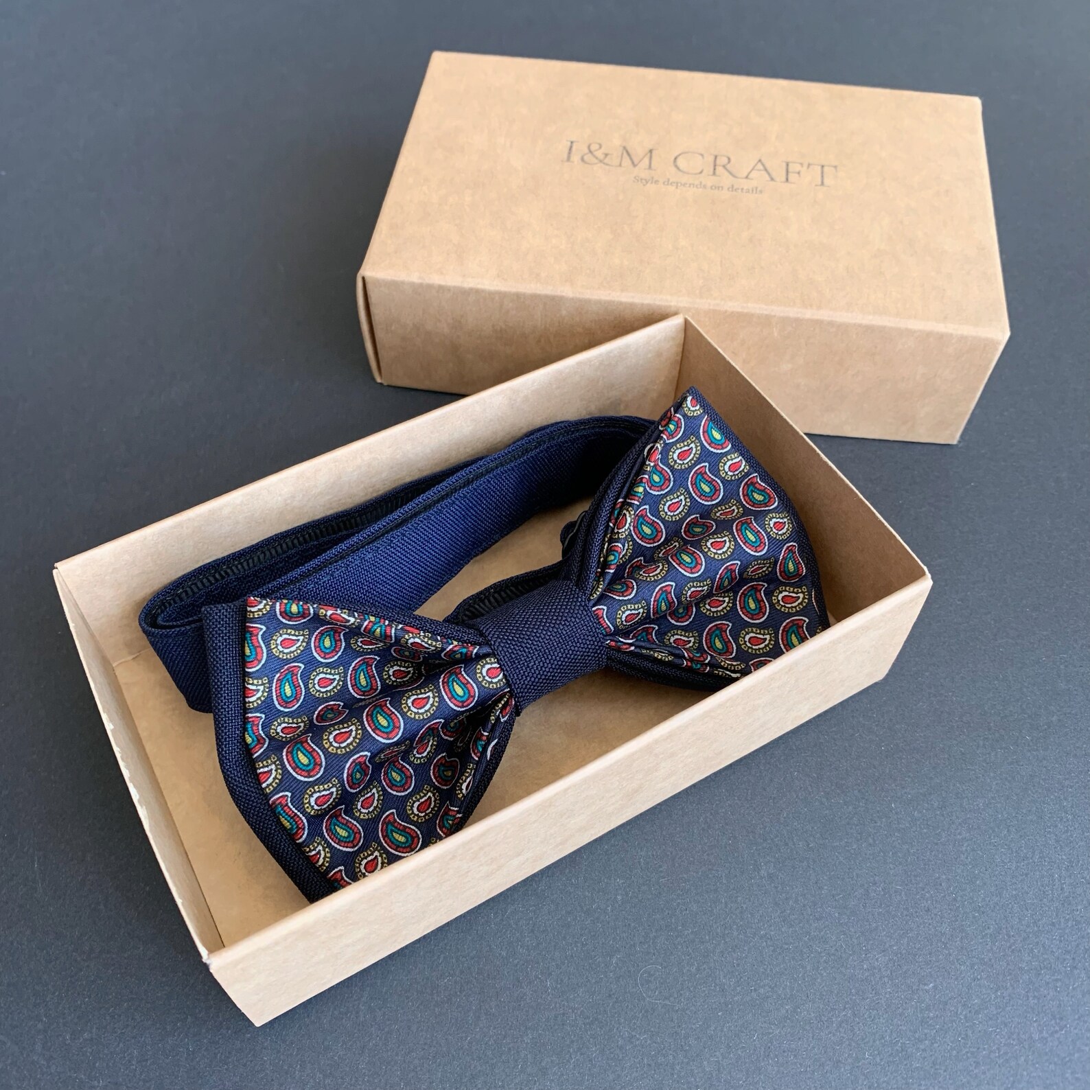 Dark Blue Bow Tie 100% Silk, Paisley Print, Limited Edition, Wedding ...