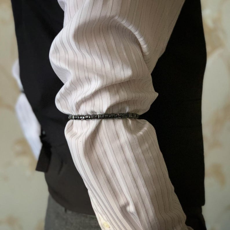 Sleeve Garters for Men Made of Hematite Stones With Durable Elastic ...