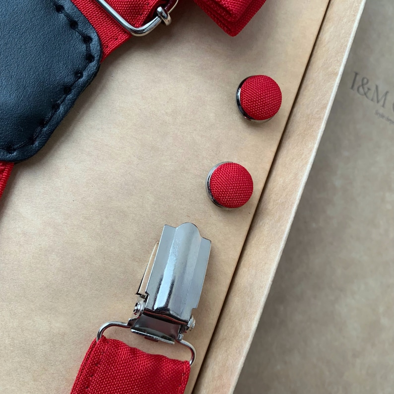 Men's Set Red Bow Tie + Suspenders + Cufflinks, for Wedding, to the ...